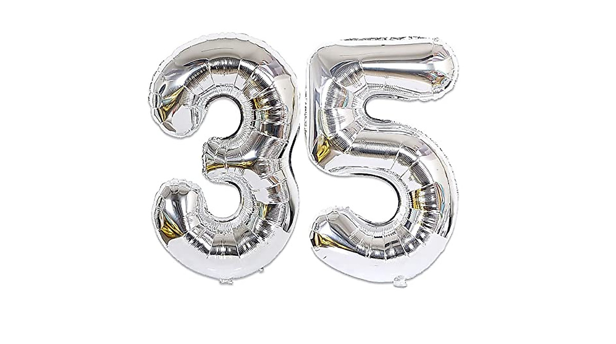 Giant Silver 35 Number Balloon - 40 Inch Party Decor