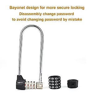 NBYT 4-Digit Combination Padlock, Door Handle Padlock, Suitable for lockers, Filing cabinets, wardrobes, Small Fences, Sheds, pet Door Locks. (4in (D3/16")) Black