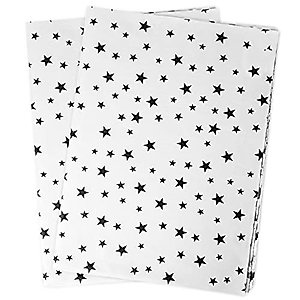 Hi Sasara 60 Sheets White with Black Star Tissue Paper,White and Black Tissue Paper for Gift Bags,Star Gift Wrapping Tissue for Halloween Christmas,Wedding,Birthday,DIY and Crafts,14 x 20 Inch