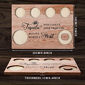 Flight Board Wooden Flight Tray Glass Cup Holder with Salt Rim Glass Cup Serving Tray Bar Serving Trays for Restaurant, Bar, Farmhouse, Party, Family Gathering