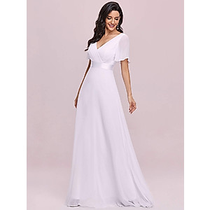 Ever-Pretty Womens V Neck Formal Summer Wedding Dress White US12