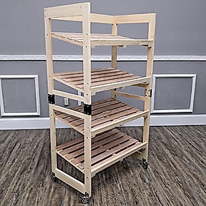 FixtureDisplays® 4-Tier Bakery Bread Rack with Angled Shelves Wooden Display Rack Bread Store Rack 30X18X55" 101143-NF