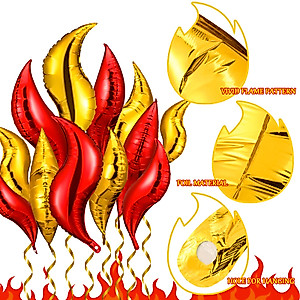 24 Pcs Fire Balloons Fire Truck Birthday Balloons Fire Flame Balloons Firefighter Birthday Party Decorations Red and Gold Mermaid Tail Balloon for Fireman Rescue Theme Party Supplies, 36/24/18 Inch