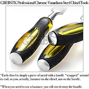 GREBSTK 4 Piece Professional Wood Chisel Tool Sets Sturdy Chrome Vanadium Steel Chisel Woodworking Tools, 1/4 inch,1/2 inch,3/4 inch,1 inch