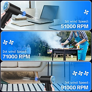 Kairiyard Compressed air Duster, Electric Air Duster 9000mAh 91000RPM Good Replace Compressed air can, Rechargeable Portable Cordless Air Duster Can for Computer Keyboard Electronics Car Cleaning