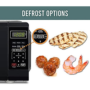 Farberware Compact Countertop Microwave Oven 0.7 Cu. Ft. 700-Watt with LED Lighting, Child Lock, Easy Clean Grey Interior, Retro Black