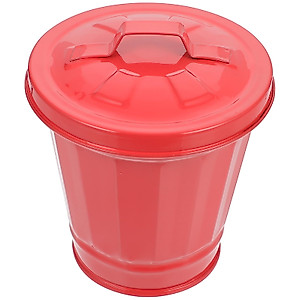 Amosfun Counter Trash Can Car Trash Can with Lid, Desktop Garbage Bin Tabletop Trash Can Home Office Galvanized Mini Trash Can