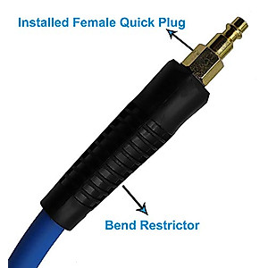 YOTOO PVC Air Hose 3/8-Inch by 25-Feet 300 PSI Heavy Duty, Lightweight, Kink Resistant with 1/4-Inch Industrial Quick Coupler Fittings, Bend Restrictors, Blue