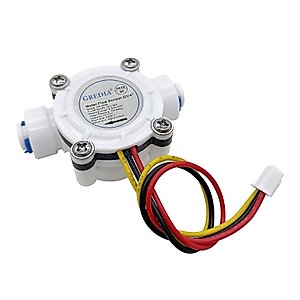 GREDIA 1/4" Quick Connect Water Flow Sensor Food-Grade Switch Hall Effect Flowmeter Fluid Meter Counter 0.3-6L/min (Pack of 2）
