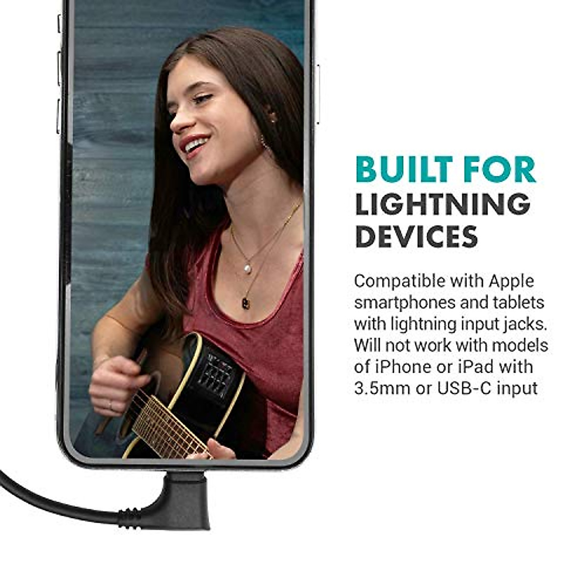 Movo IMA-3 Female 3.5mm TRRS Microphone Audio Adapter Cable to Right-Angle Lightning Connector Dongle - Headphone Jack Adapter Compatible with Apple iPhone and iPad - Great Lightning Adapter for Mics