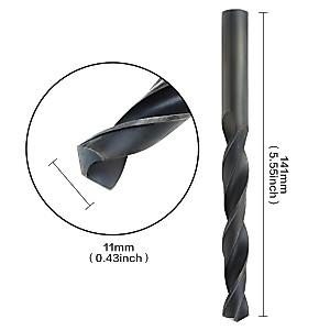 TOPPROS Straight Shank11mm Dia Split Point Tip HSS High Speed Steel Twist Drill Bit