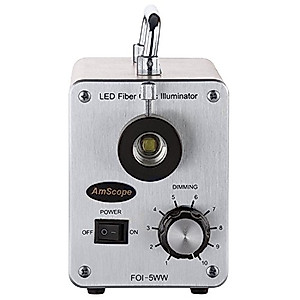 AmScope LED-50WY 50W LED Fiber Optic Dual Gooseneck Lights Microscope Illuminator