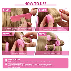 Syhood 56 Pcs Foam Sponge Hair Rollers Soft Sleeping Curler 6 Sizes Flexible Hairdressing Sponge Curler Rat Tail Comb for Hair Styling(Mixed Color)