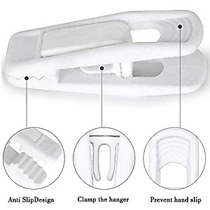 ODILCO White 26pc Velvet Hanger Clips, Pants Velvet Clips, Flocked Clothes Hanger Velvet Finger Grip Clips for Thin Hangers