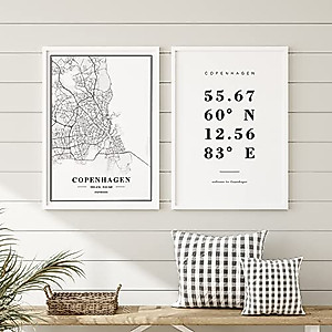 Dear Mapper Copenhagen Denmark View Abstract Road Modern Map Art Minimalist Painting Black and White Canvas Line Art Print Poster Art Print Poster Home Decor (Set of 3 Unframed) (16x20inch)