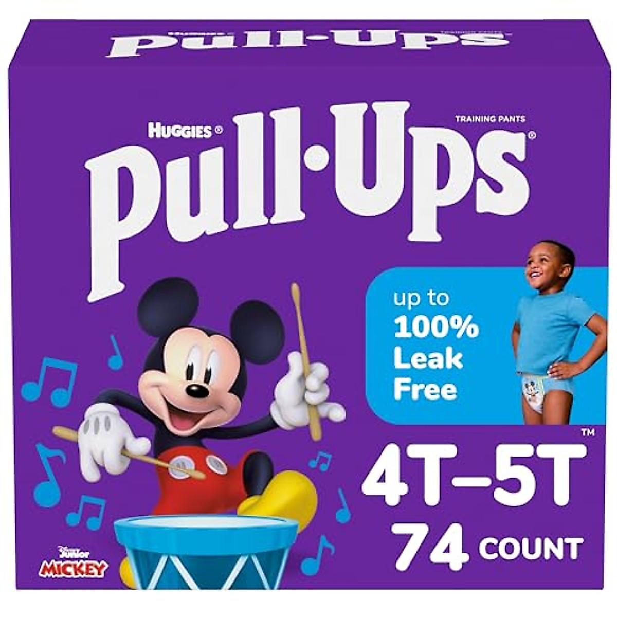Pull-Ups Boys' Potty Training Pants, Size 4T-5T Training Underwear (38-50 lbs), 74 Count