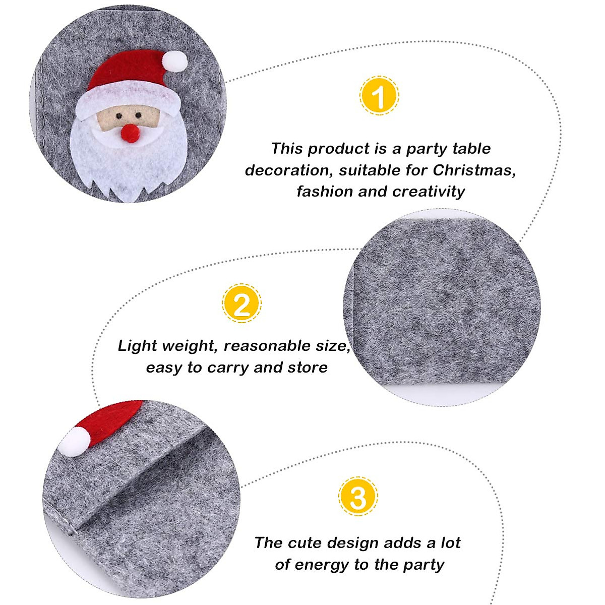 GALPADA 4Pcs Christmas Silverware Holder Pocket Tableware Cutlery Organizers Felt Xmas Santa Claus Fork Spoon Flatware Bags Christmas Dinner Table Decor