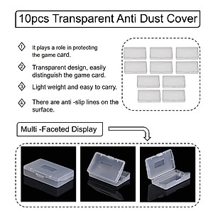 KUIDAMOS 10pcs Game Card Case Games Cartridge Holder,Transparent Anti Dust Cover Clear Protective Game Cartridge Case Storage Box Game Card Cartridge Case for Nintendo Game Boy Advance GBA