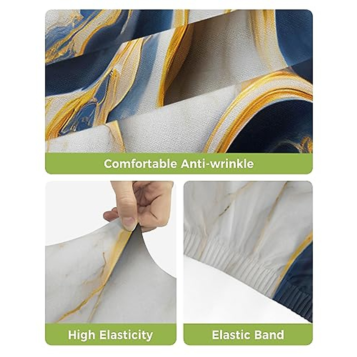 Navy Blue Gold Bar Stool Chair Covers with Backs Set of 4,Stretch Pub Counter Height Chairs Slipcovers Furniture Seat Protector for Kitchen Dining Room Cafe,Marble Modern Art Abstract Gradient Gray