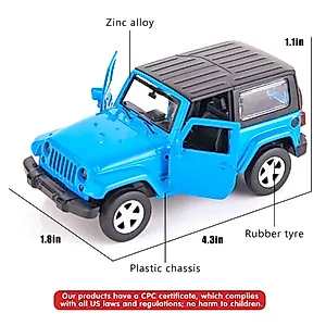 BDTCTK 1/42 Scale SUV Wrangler Car Model Toy Zinc Alloy Die-Cast Pull Back Vehicles Kid Toys for 4 5 6 Year Old Boy Girl Gift(Blue)
