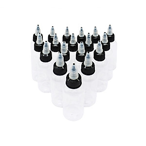 HuoHuo 20Pcs 1 oz Bottles,PET Plastic Extruded Liquid Bottle,Hard Plastic Extruded Liquid Bottle,dropper,dispensing bottle,Laboratory wash Bottle,Watercolor Pigment Bottle, Ink Discharge Bottle(30ml)