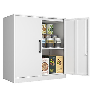 IRONFFICE Garage Wall Cabinet,Metal Storage Cabinet with Adjustable Shelf,Locking Wall Storage Cabinets,Steel Wall Mounted Cabinet for Home Office