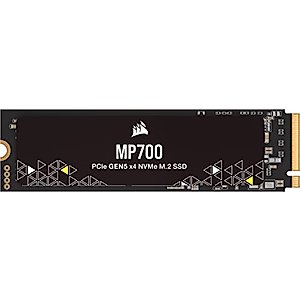 Corsair MP700 1TB PCIe Gen5 x4 NVMe 2.0 M.2 SSD – High-Density TLC NAND – Aluminum Heatsink – M.2 2280 – DirectStorage Compatible – Up to 10,000MB/sec – PCIe Gen4 & Gen3 Backwards Compatible – Black