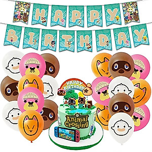 Heidaman Animal Crossing Birthday Party Supplies Animal Crossing Birthday Decorations Include Animal Crossing Banner Balloons Cake Toppers