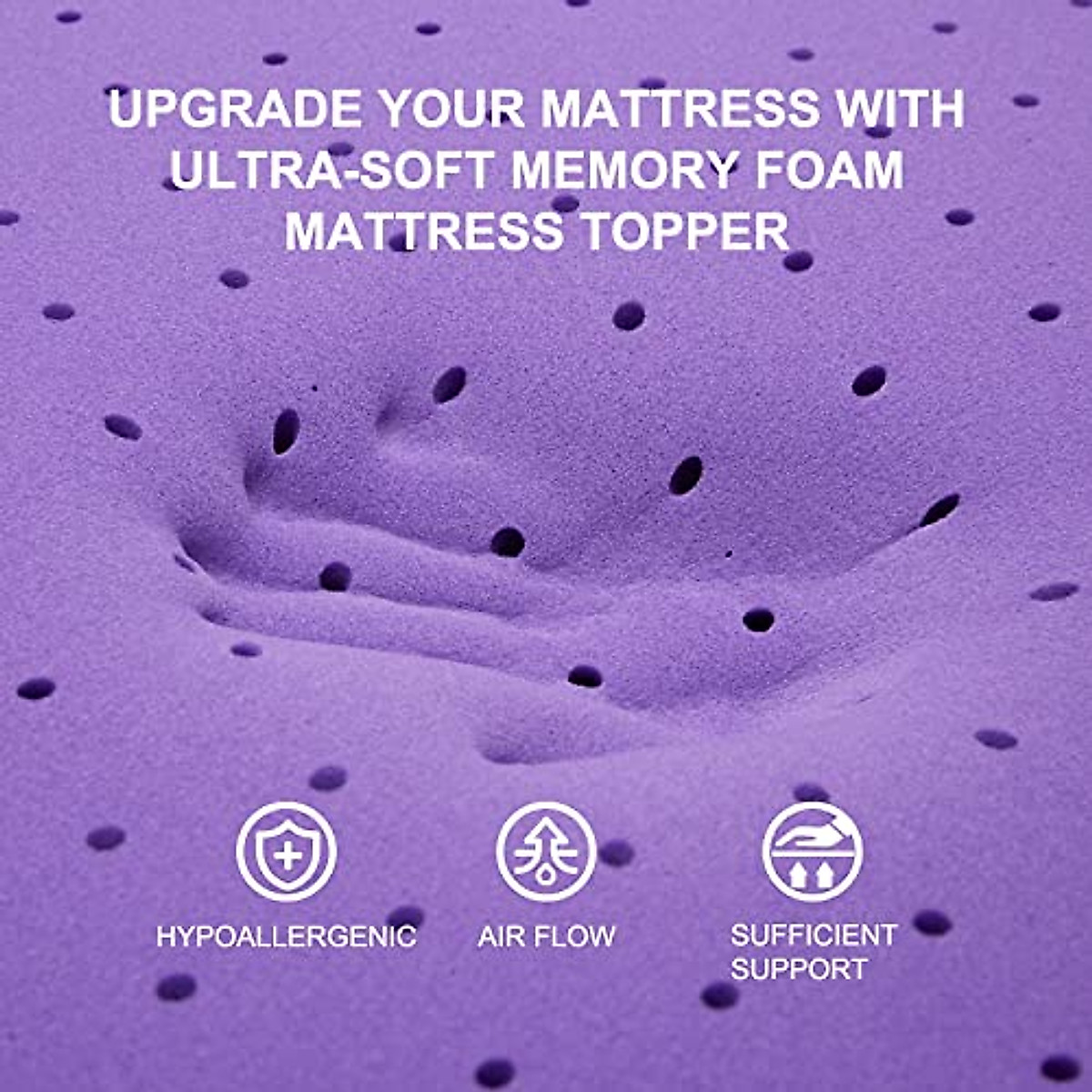 SINWEEK 3 Inch Gel Memory Foam Mattress Topper Ventilated Soft Pressure Relieve Mattress Pad, Breathable Bed Topper, CertiPUR-US Certified, Twin Size