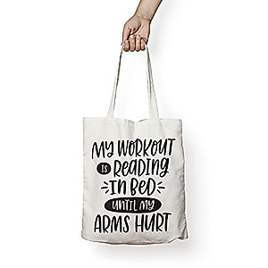 HAPPINESS IS A CUP OF COFFEE & A GOOD BOOK - Canvas Tote Bag Ideal Book Gift! Readers Gift for your favorite bookworm man or woman. Fun literary gifts for friends that love book related quotes!