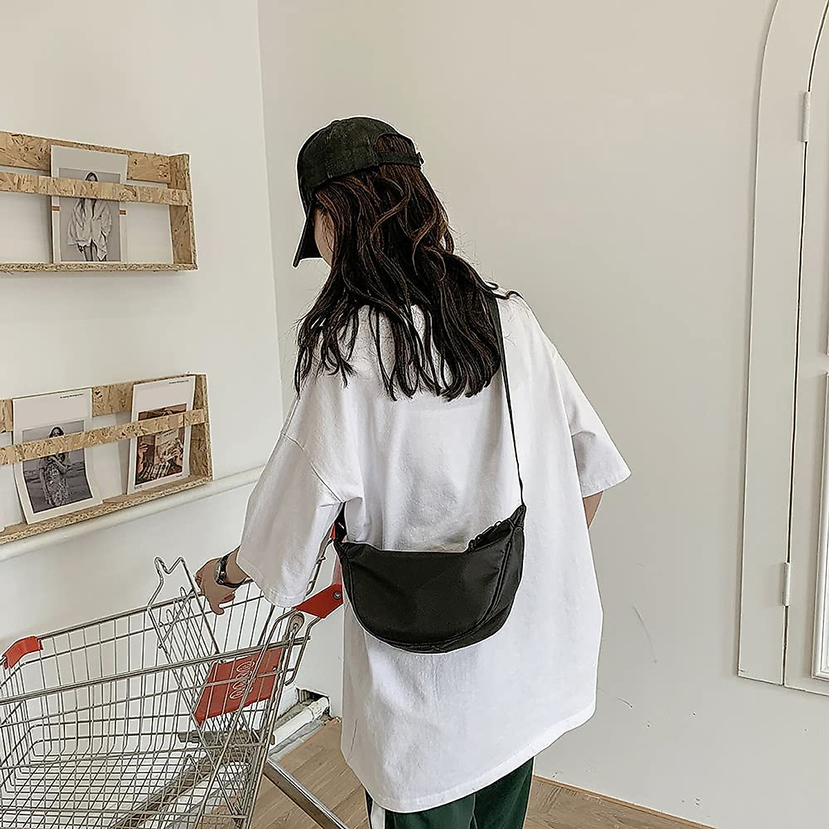 AZURAOKEY Fashion Women Canvas Solid Color Shoulr Crossbody Msenr Bag Casl Ladi Small Cht Bag Pue s