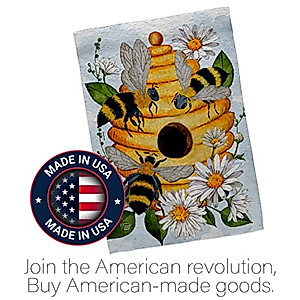 Ornament Collection My Bee Garden Flag Set Wood Dowel Friends Butterfly Ladybugs Dragonfly Springtime Insect Natural Wildlife House Decoration Banner Small Yard Gift Double-Sided, Made in USA