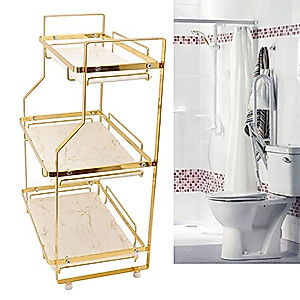 Bathroom Standing Rack, Corner Bathroom Shelf Strong Load Bearing Capacity Stable White and Gold for Kitchen(3 Tier)