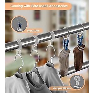 KitchLife Upgraded Clothes Drying Rack with Wheels, No Assembly Required, 63 Inches, Super Heavy Duty 201 Stainless Steel, Adjustable Foldable Laundry Drying Rack