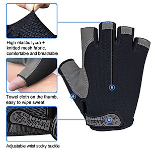 HuwaiH Cycling Gloves for Men/Women Anti-Slip Shock-Absorbing Biking Gloves Half Finger Gel Pad Bicycle Gloves Breathable Bike Gloves (Black/Gray, X-Large)