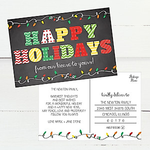 50 Chalkboard Holiday Greeting Cards, Cute Fancy Blank Winter Christmas Postcard Set, Bulk Pack of Premium Seasons Greetings Note, Happy New Years for Kids, Business Office or Church Thank You Notes