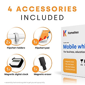 Rolling Magnetic Whiteboard 48 x 36 - Large Portable Dry Erase Board with Stand - Double Sided Easel Style Whiteboard with Wheels - Mobile Standing Whiteboard for Office, Classroom & Home