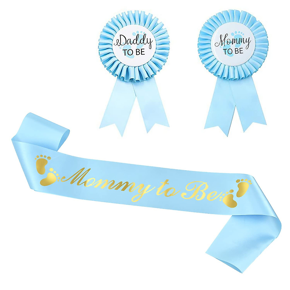 Yoinnt Sash and Badge for Boy - 'Mommy to Be' Sash and 'Daddy to Be' Pin Set, Decorations Sash, Ideal Gift for Gender Reveal/baby shower