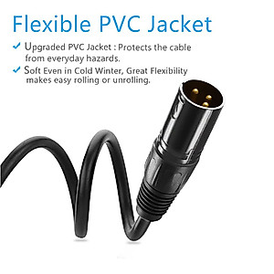 25 ft Flexible DMX Cable, JLPOW Gold-Plated 3 Pin Signal XLR Male to Female DMX Cable Wire, Best for DJ Stage Lighting Moving Head Lights Par Light (4 Pack)