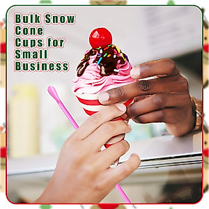 Tioncy 50 Pcs Christmas Snow Cone Cups Bulk with Straws Spoons for Kids Adults Disposable Shaved Ice Cups Paper Cone Cups Ice Cream Sorbet Cups Small Dispenser Cup Christmas Party Treat Favors(4 oz)