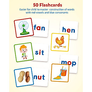 Coogam CVC Sight Words Magnetic Letters Flashcards, Short Vowel Spelling Game, Preschool Kids Learning Supplies, Montessori Educational Writing Reading Toy Gift for 3 4 5 Years Old