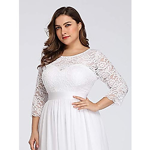 Ever-Pretty Long Sleeve PlUSSize Long Sleeve Formal Wedding Party Gowns for Bride White US18