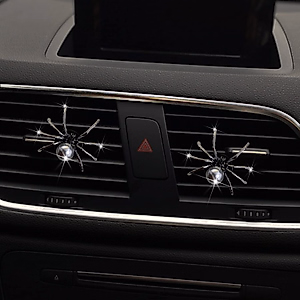Bling Spider Car Air Fresheners Vent Clips, Cute Lovely Spider Car Air Vent Clips Funny Diamond Diffuser Vent Clip Decoration Interior Decor Bling Accessories for Women Men（Black）
