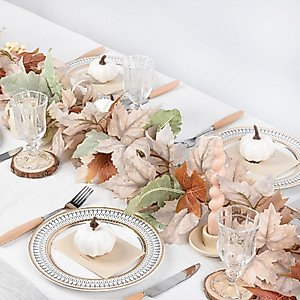 DearHouse 1Pcs Fall Garland Maple Leaf, 6Ft/Piece Hanging Vine Garland Artificial Autumn Foliage Garland Thanksgiving Decor for Home Wedding Fireplace Party Christmas (White)