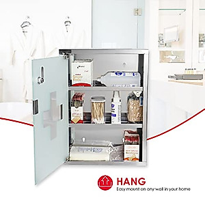 Home Basics MC35180 Medicine Cabinet, 12'' x 16'' x 4.75'' (35 x 40.6 x 12 cm), Silver