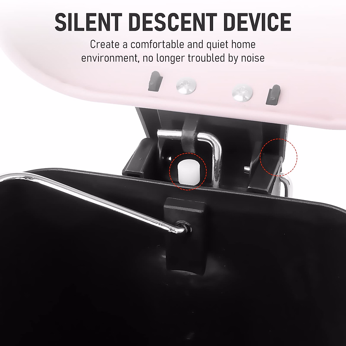 M-Aimee 1.3 Gallon Slim Small Trash Can with Lid Soft Close, Stainless Steel Garbage Can for Bathroom Bedroom Office, Rectangular Step Trash Bin with Removable Inner Waste Basket (Pink)