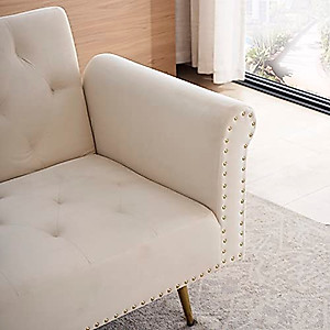 Eafurn Futon Couch Bed Sleeper Loveseat, Convertible Folding Sofa with Armrest, Adjustable Backrest, Modern 2 Seater Upholstered Love Seat Sofa & Couch for Small Space, Living Room