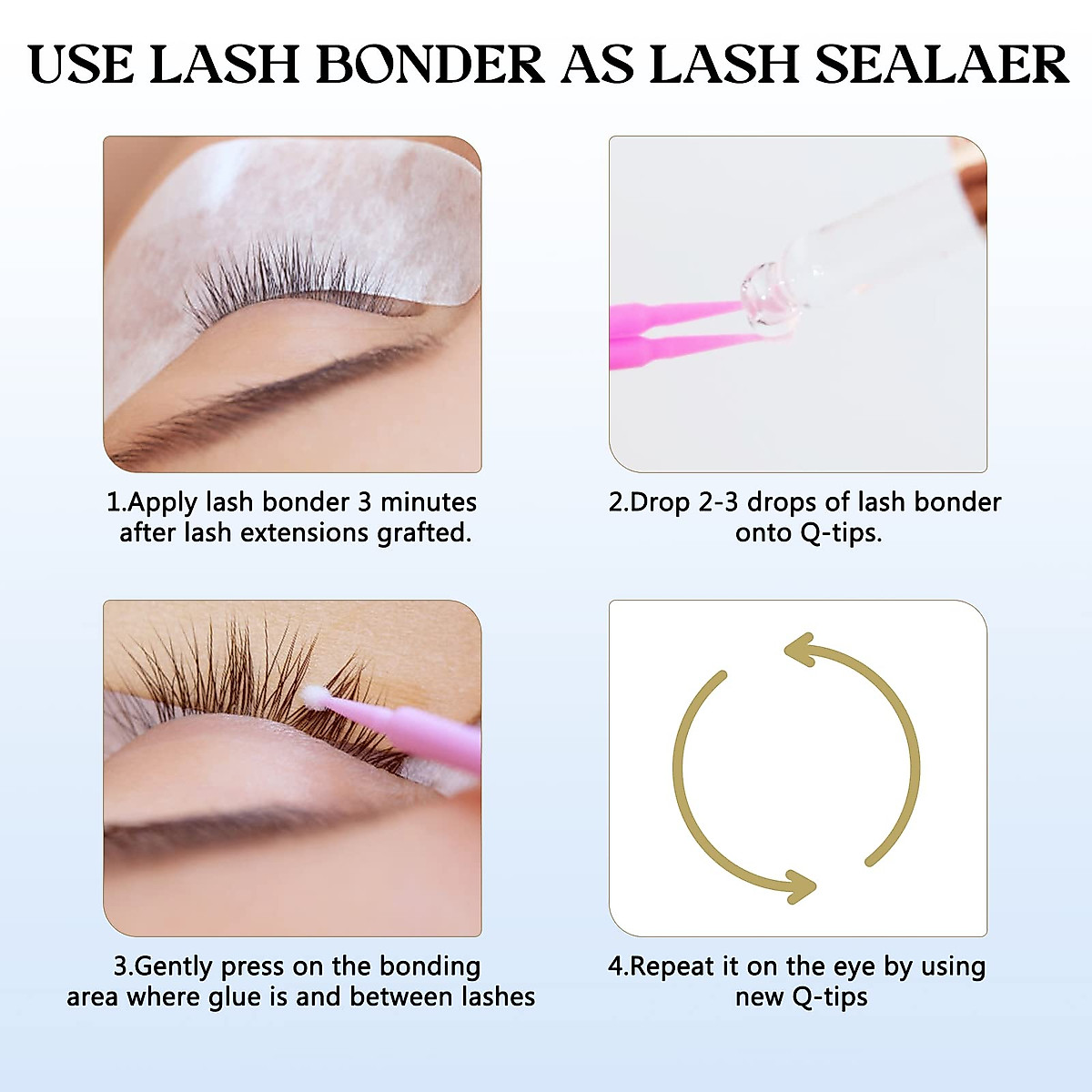 QUEWEL Lash Bonder for Eyelash Extensions 15mL Eyelash Extension Bonder Low Irritation Professional Super Bonder for Lash Extensions Help Glue Bond Better Enhances Retention Water Oil Proof