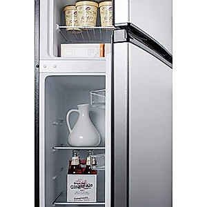 Summit Appliance CP972SS Two-door Cycle Defrost 22" Wide 7.1 Cu.Ft. Refrigerator-Freezer in Slim Width, Stainless Steel Doors, Adjustable Glass Shelves, Door Storage, Sealed Back and Black Cabinet