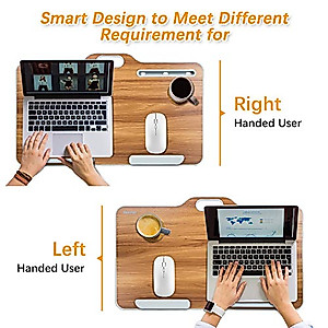 Laptop Bed Tray Table, Kavalan Portable Standing Desk, Foldable Laptop Bed Stand w/Top Handle, Storage Drawer & Phone/Pen Slot, Lap Desk for Working, Eating, Reading on Bed, Sofa & Couch, Walnut Wood